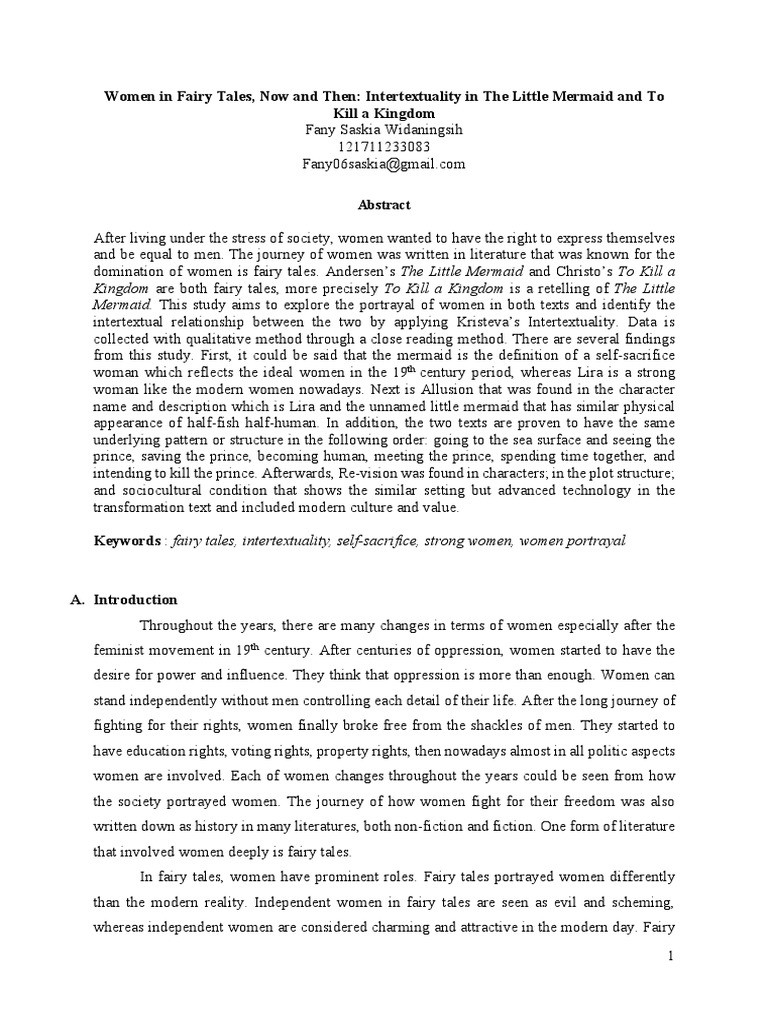 Portrayals of Women in Fairy Tales: A Comparative Analysis of The ...