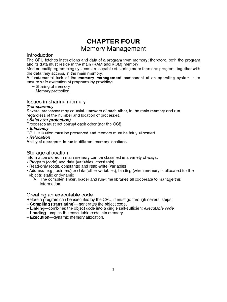 Chapter Four - Memory Managment | PDF | Cpu Cache | Cache (Computing) Chapter Four - Memory Managment | PDF | Cpu Cache | Cache (Computing)