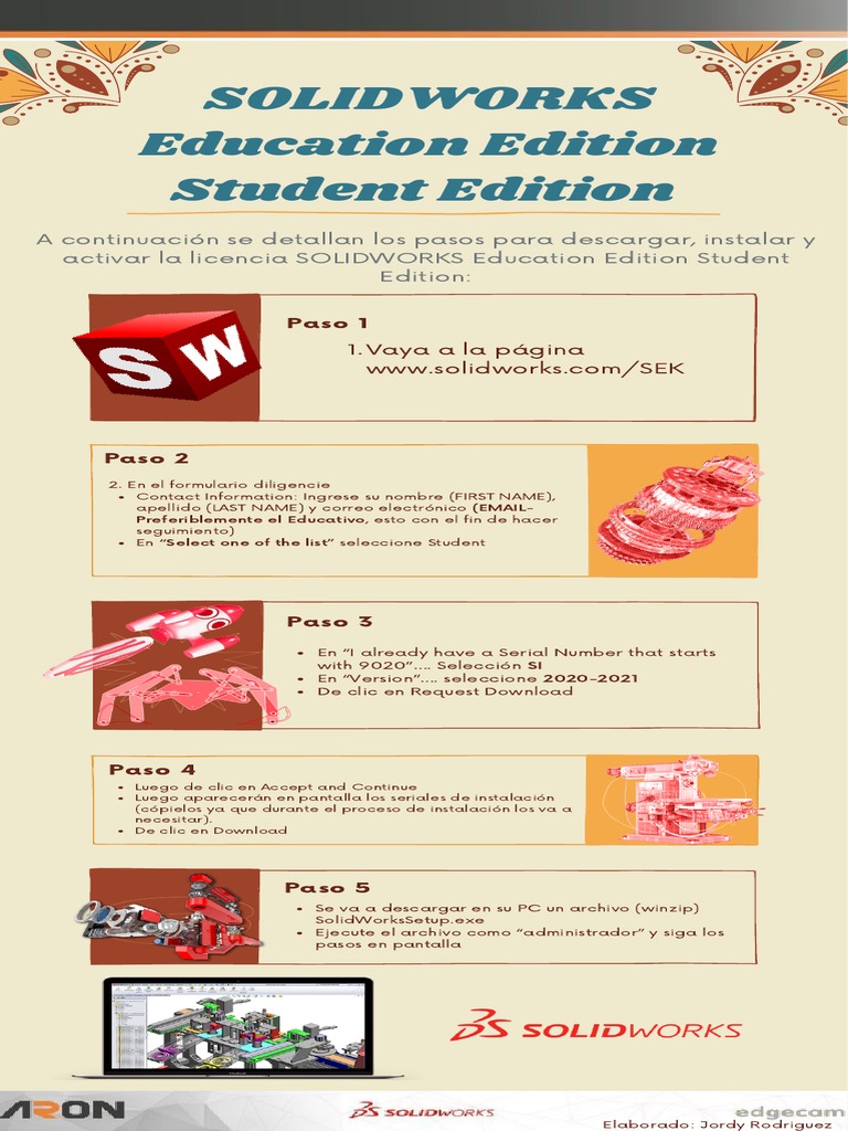 Guía para Descargar SOLIDWORKS Student Edition | PDF