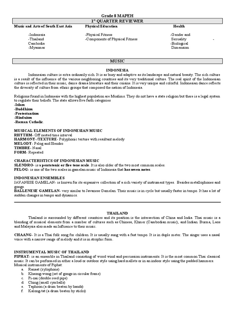 Grade 8 MAPEH Reviewer Scribd. | PDF | Uterus | Reproductive System
