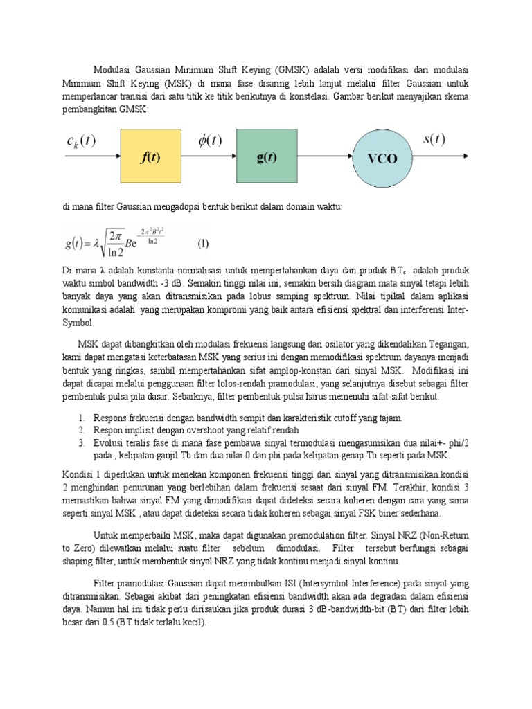 Modulasi Gaussian Minimum Shift Keying | PDF