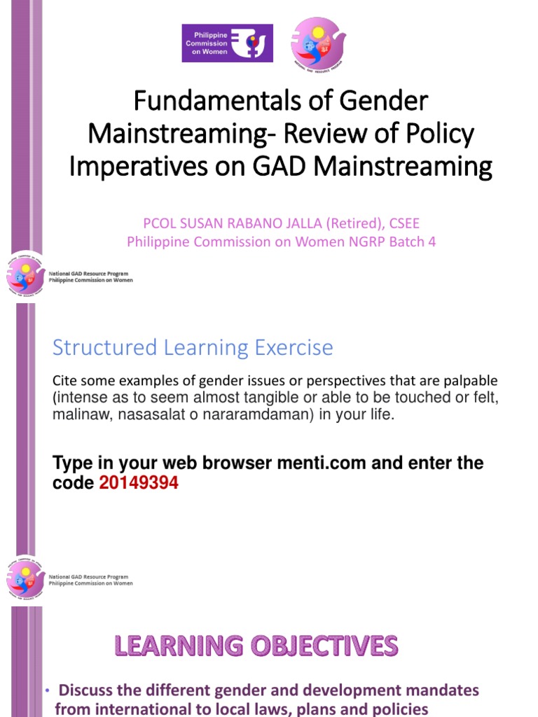 2022 GAD Webinar 2 - Review of Policy Imperatives On GAD and GM ...