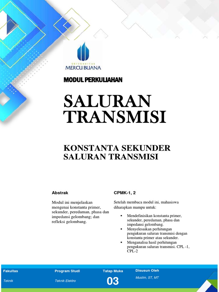 Konstanta Sekunder Saluran Transmisi | PDF