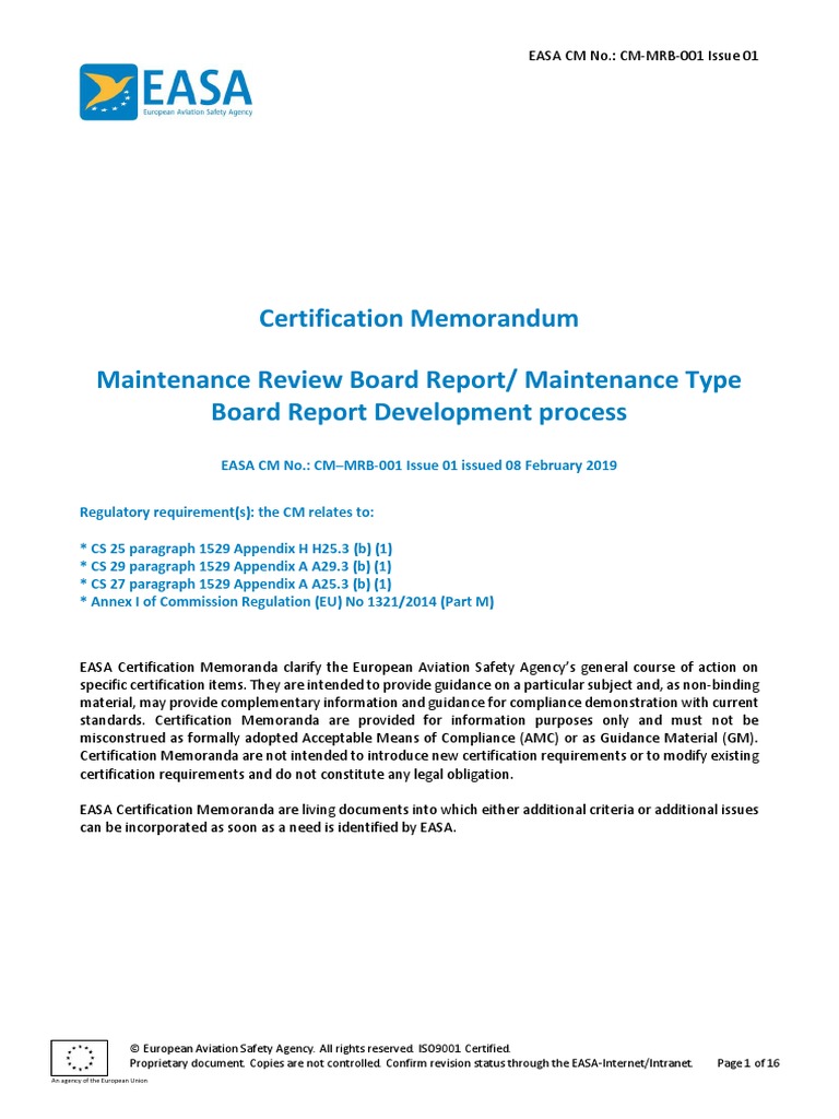Easa CM-MRB-001 | PDF | Iso 9000 | Transport