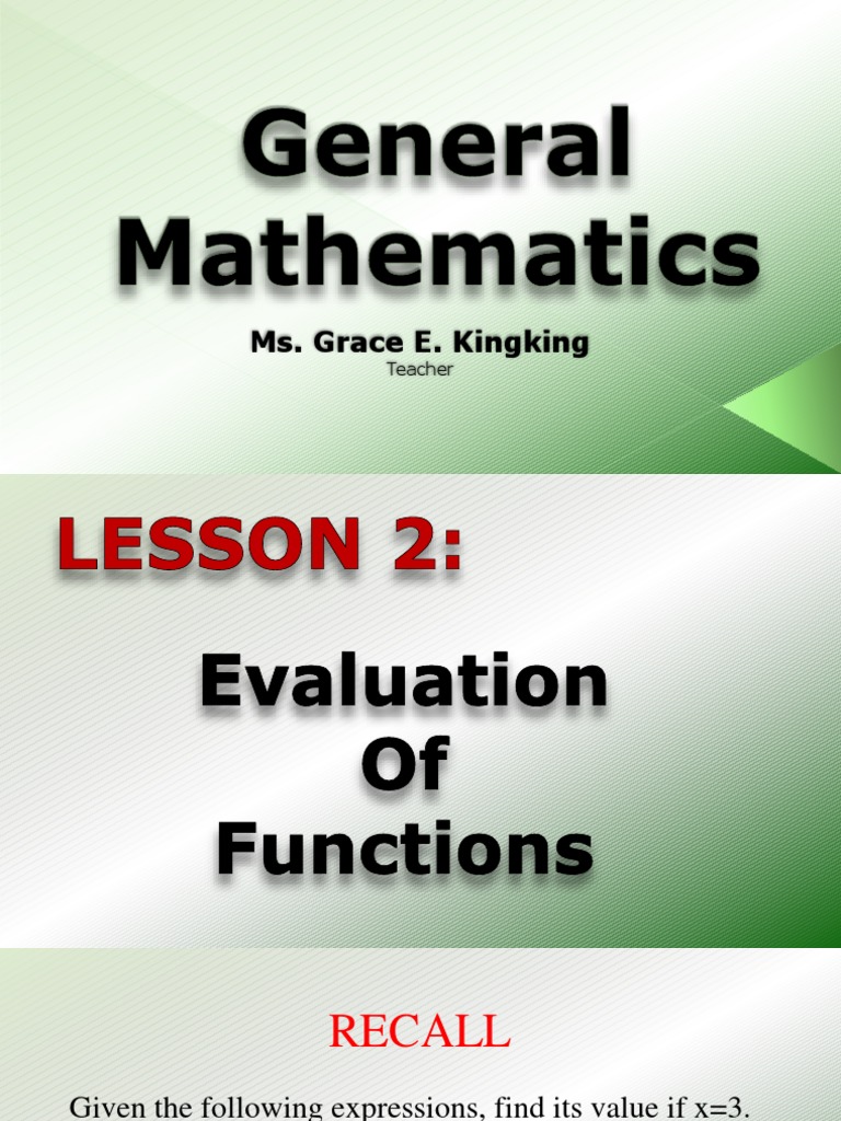 Lesson 2 Evaluation Of Function Pdf Function Mathematics Mathematical Relations