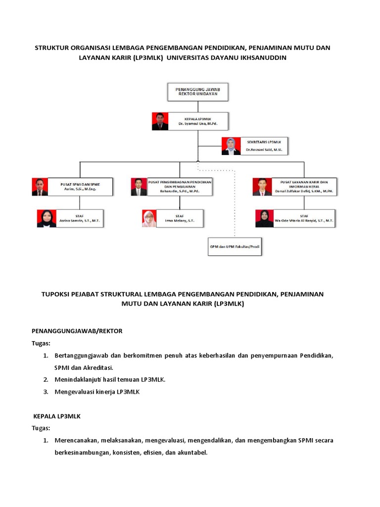 Struktur Organisasi Dan Tupoksi Kerja | PDF