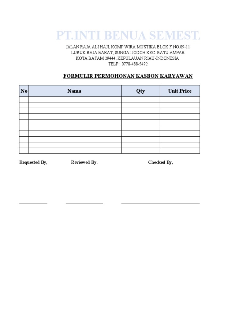 Form Kasbon | PDF