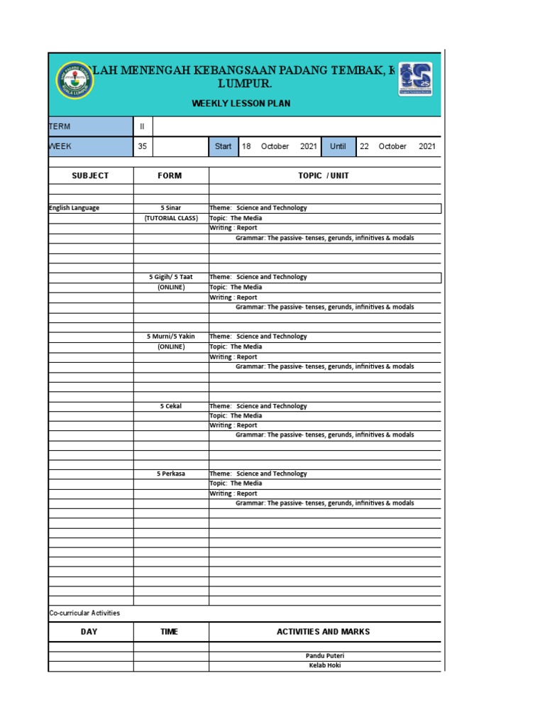 Erph 2021 - English w35 | PDF | Lesson Plan | Project Based Learning