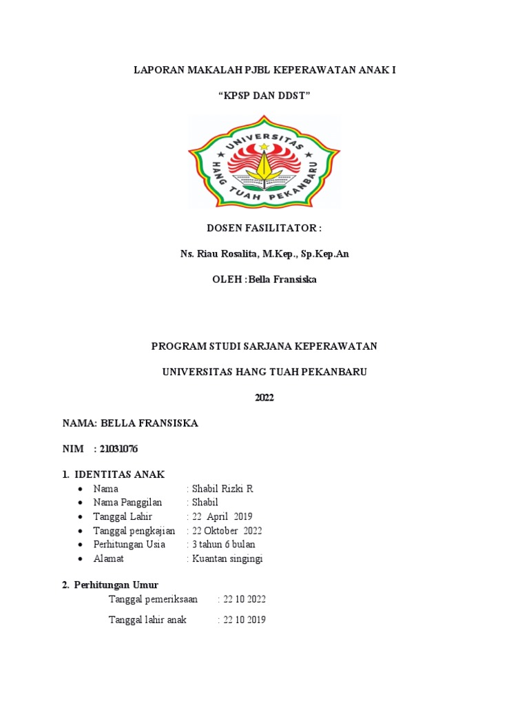 Evaluasi Perkembangan Anak: KPSP & DDST | PDF | Kesehatan Holistik