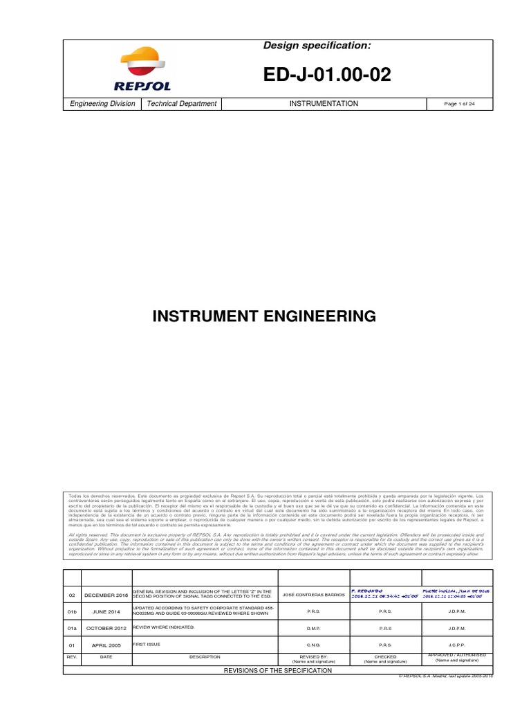 Instrument Engineering: Design Specification | PDF