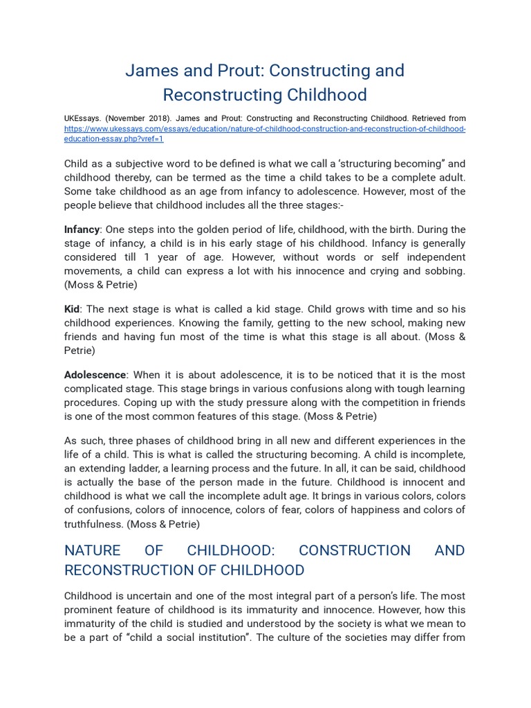 James and Prout - Constructing and Reconstructing Childhood | PDF | Well Being | Mental Health