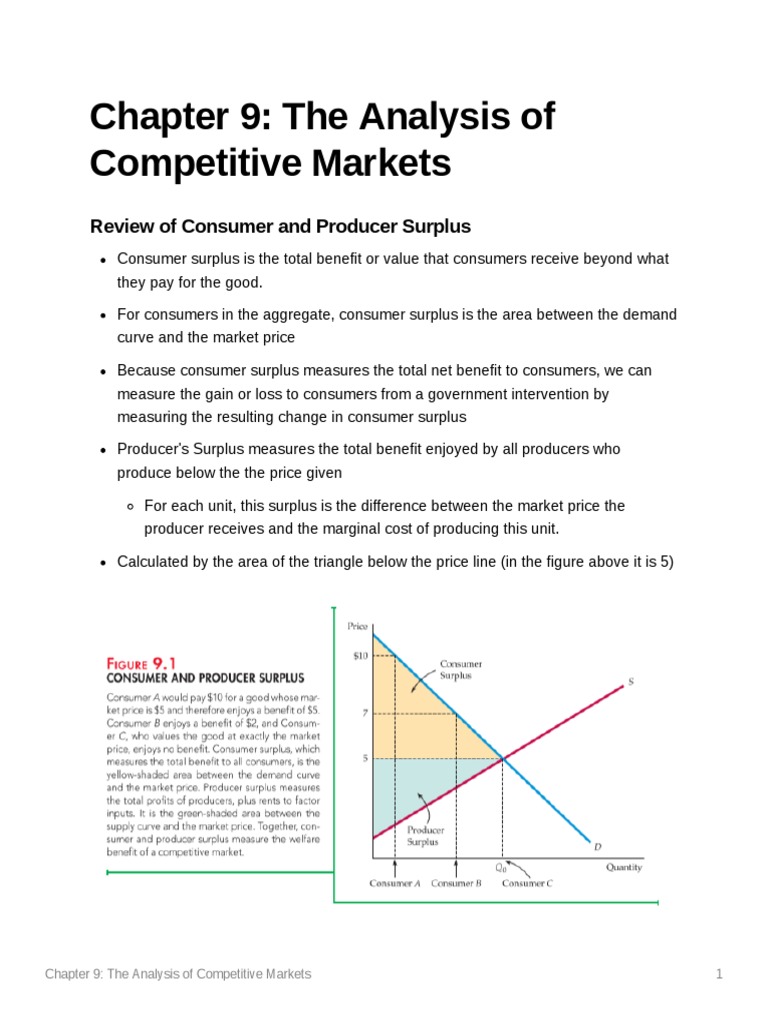 Chapter 9 The Analysis of Competitive Markets | PDF | Economic Surplus ...