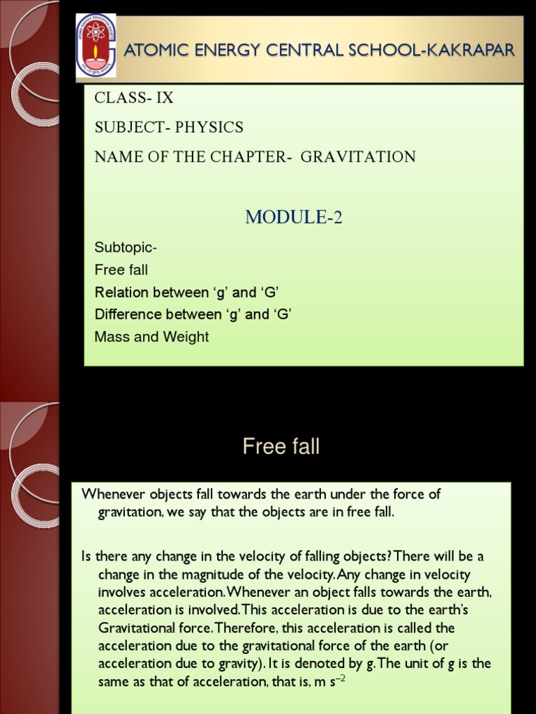 Gravitation (MODULE-2) | PDF | Mass | Weight