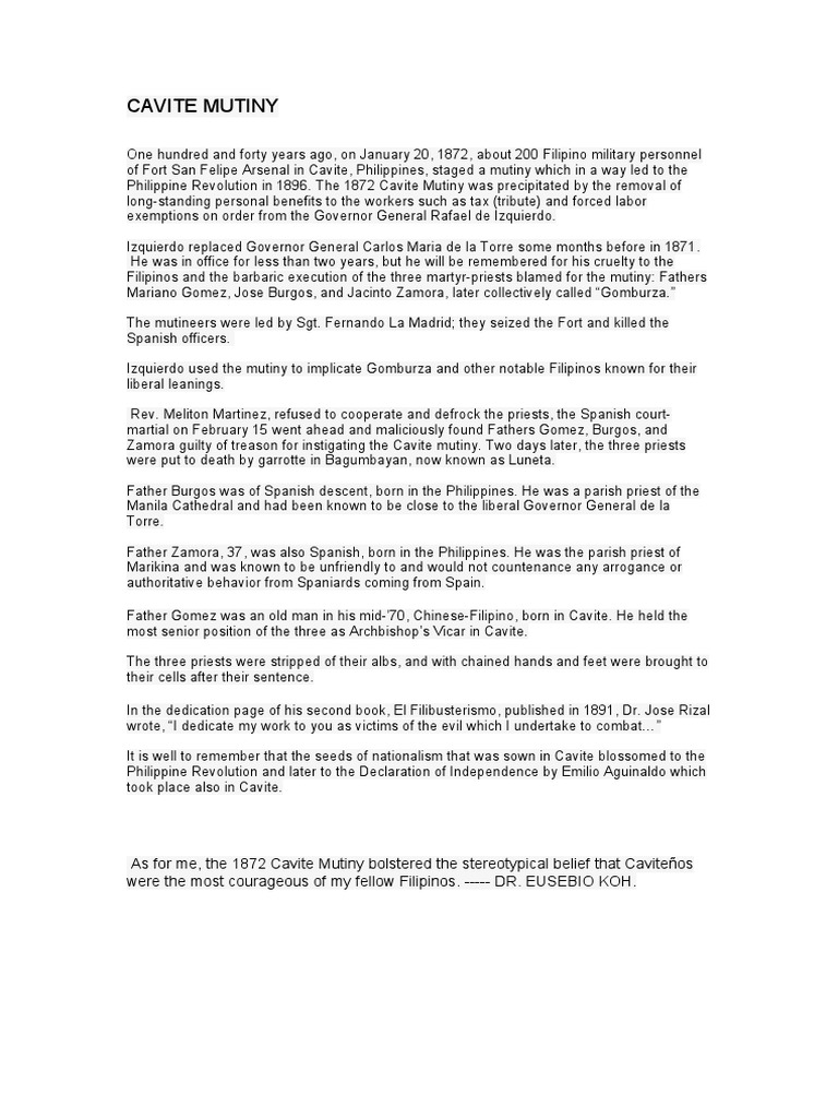 Cavite Mutiny | PDF | Philippines | Spanish Colonization Of The Americas