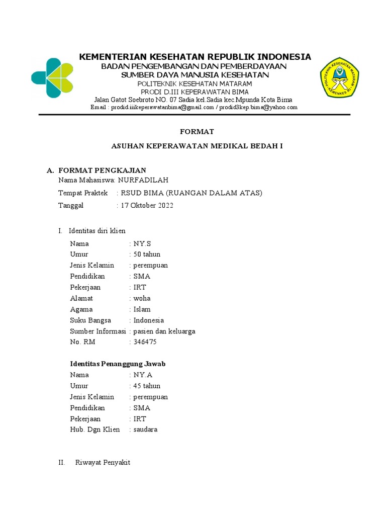 Format Pengkajian KMB I-1 | PDF