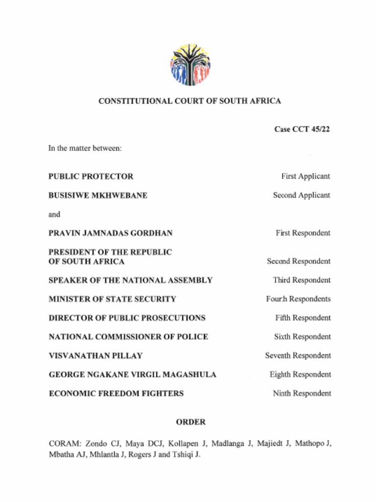 Constitutional Court of South Africa Ruling | PDF