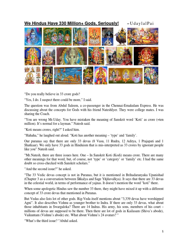 330 Million Gods in Hinduism | PDF | God | Vishnu
