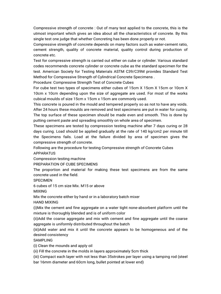 Compressive Strength Testing of Concrete | PDF | Technology & Engineering