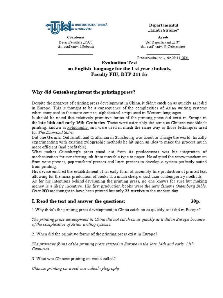 EXAMINATION TEST - DTP - 221 - FR - FIU Danilov Alina | PDF | Printing ...