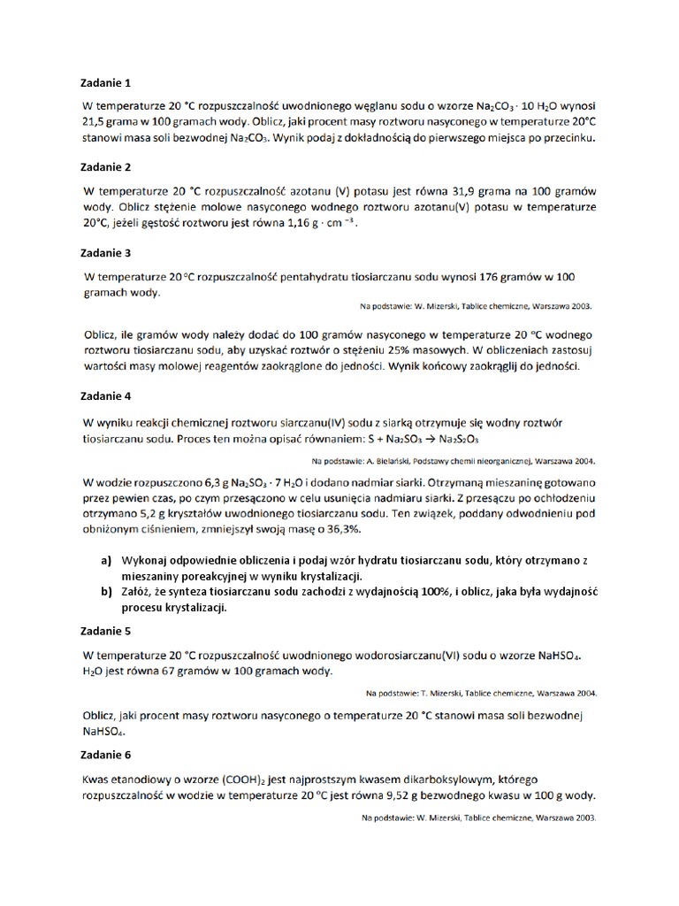 Hydraty Zadania Maturalne | PDF