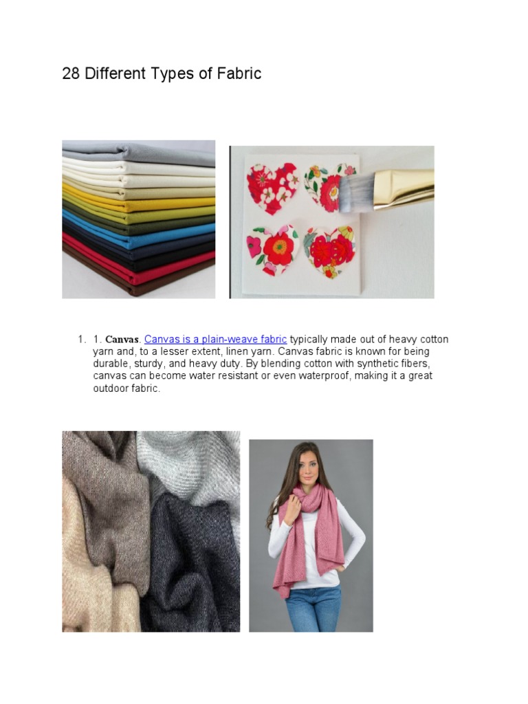 28 Different Types of Fabric | PDF | Textiles | Yarn 28 Different Types of Fabric | PDF | Textiles | Yarn