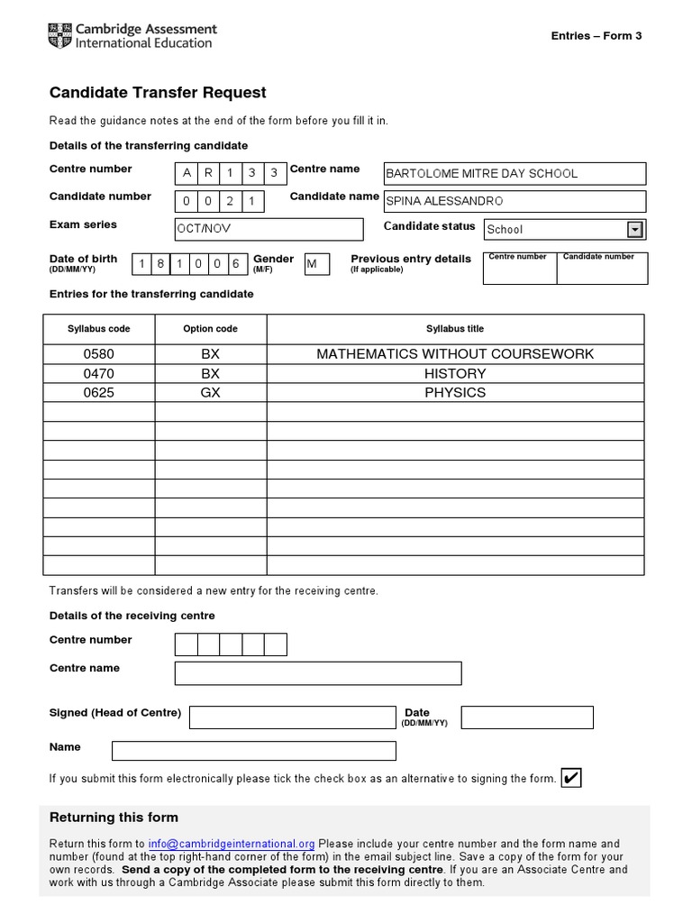 Candidate Transfer Request Entries Form 33 | PDF | Computing