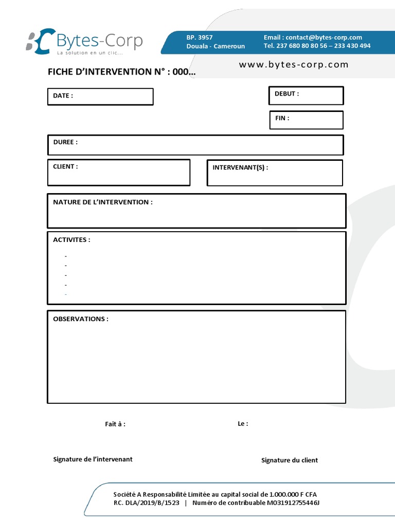 Fiche D'intervention | PDF
