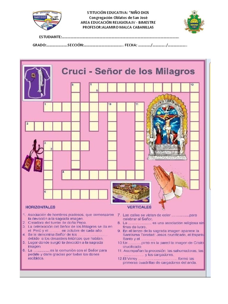 Crucigrama Senor de Los Milagros - Octubre de 2022 | PDF
