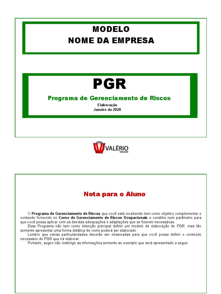 Modelo+Pgr+Valerio+Wagner+ +atualizado | PDF | Fator de risco | Ciências da Saúde