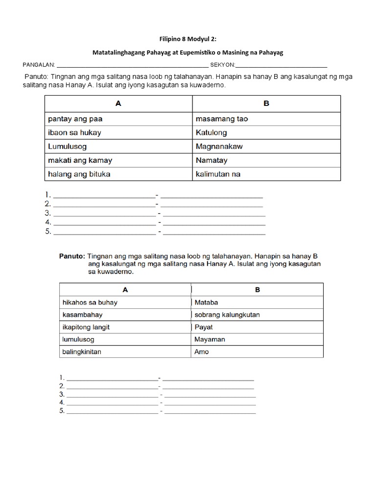 Takdang Aralin Grade 8 | PDF