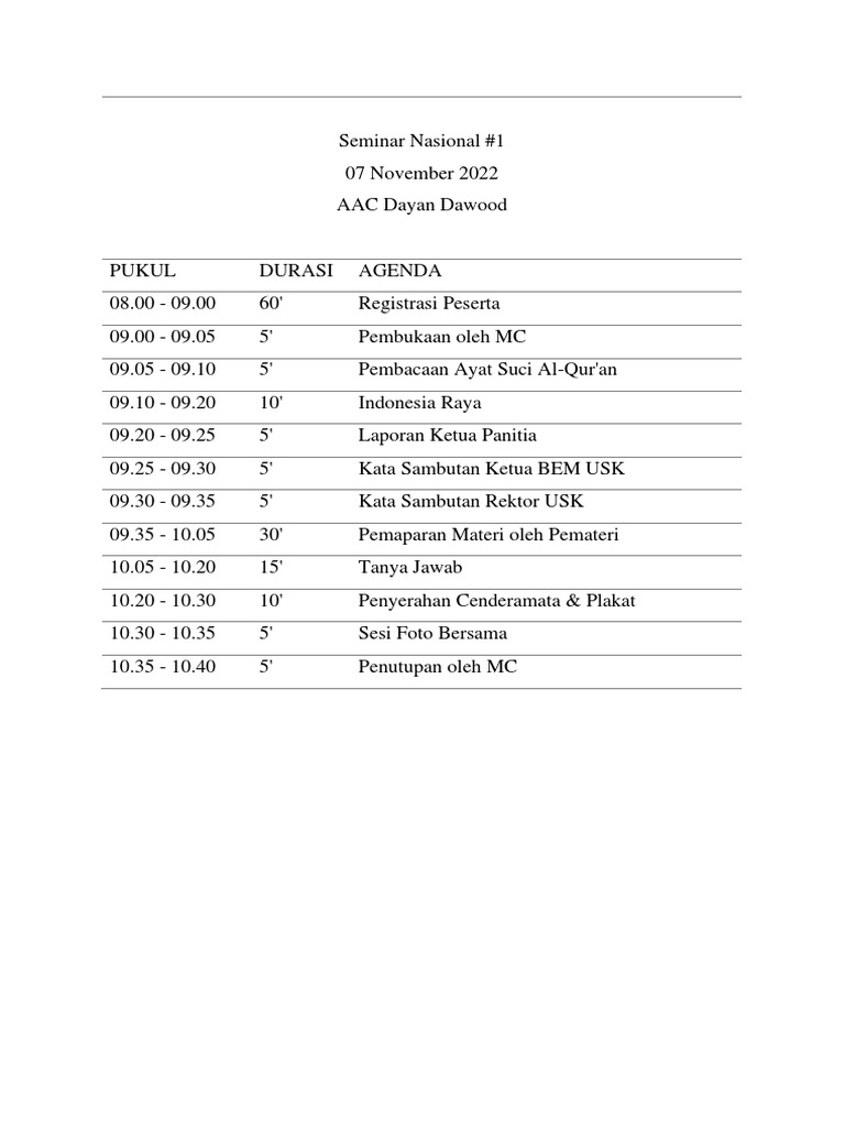 Rundown USK Fair XVI Peragenda | PDF