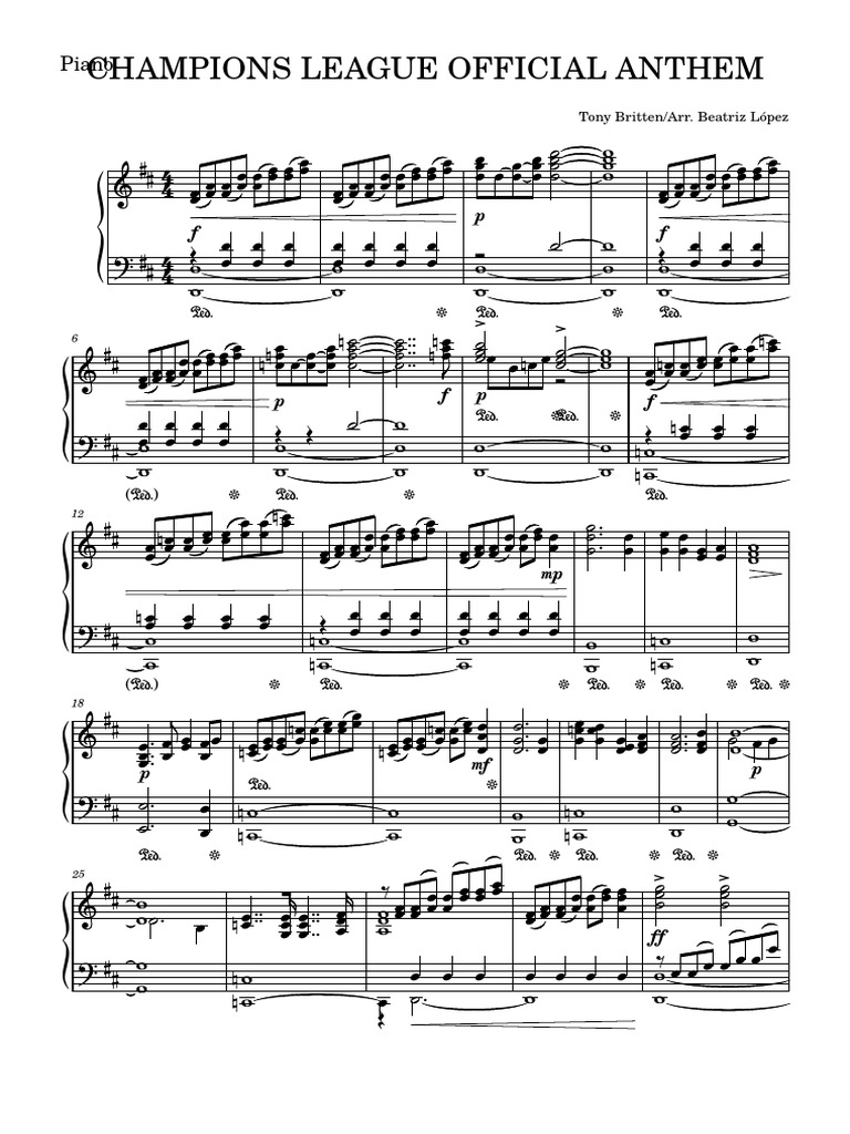 CHAMPIONS LEAGUE OFFICIAL ANTHEM - Piano | PDF