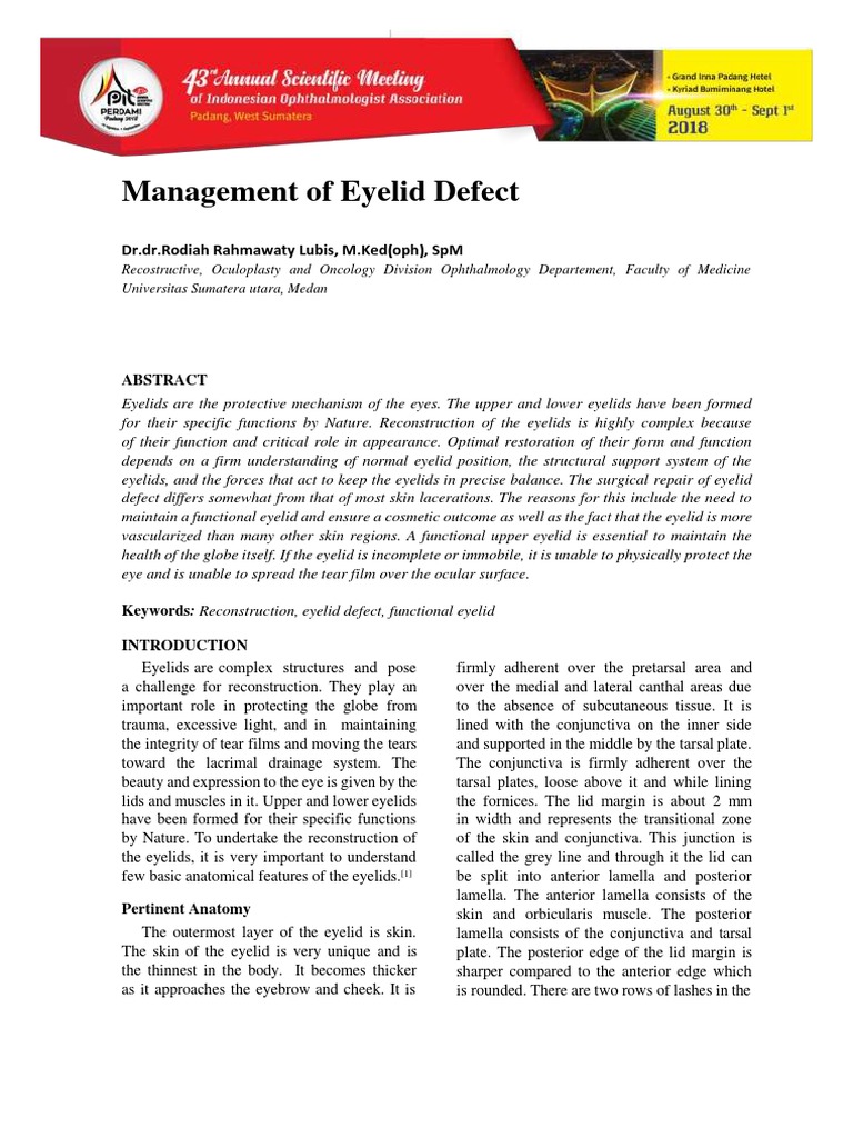 Management of Eyelid Defect | PDF | Glaucoma | Skin
