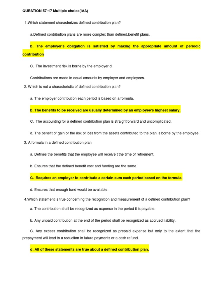 Valix 17 20 MCQ and Theory Emp Ben She PDF | PDF | Defined Benefit ...