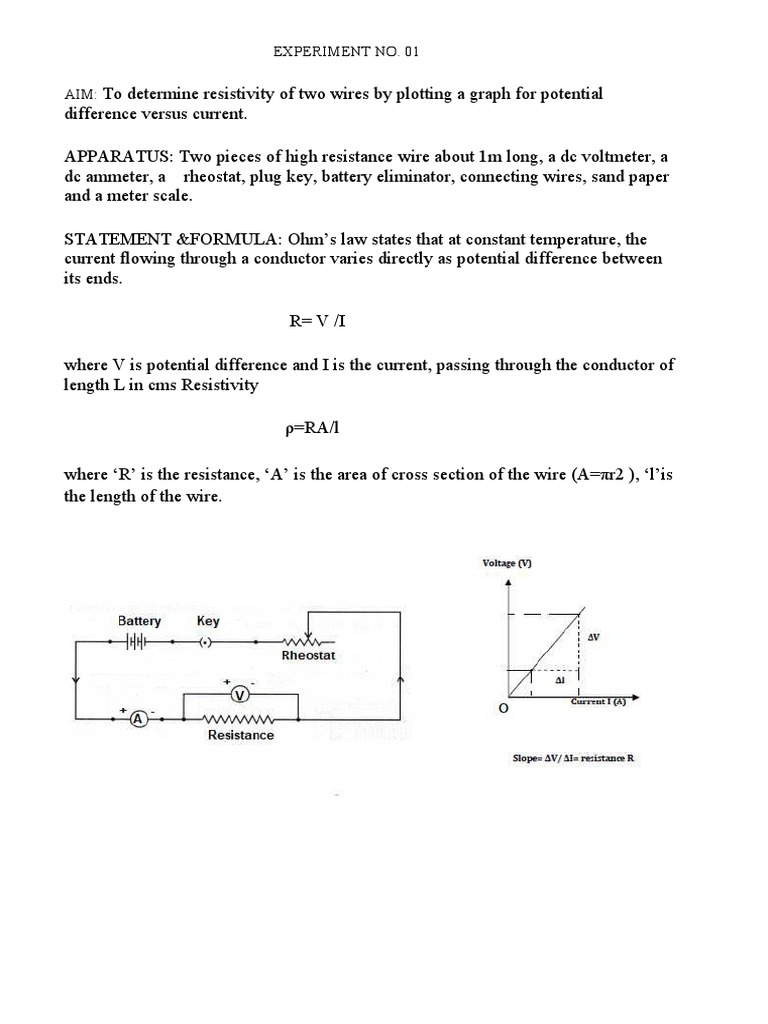 1.ohms's Law | PDF | Electrical Resistance And Conductance | Voltage