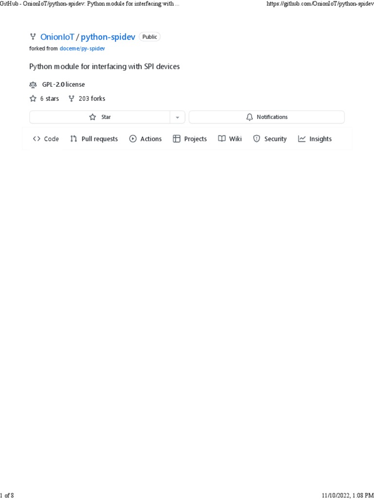GitHub - OnionIoT - Python-Spidev Python Module For Interfacing With SPI Devices | PDF ...