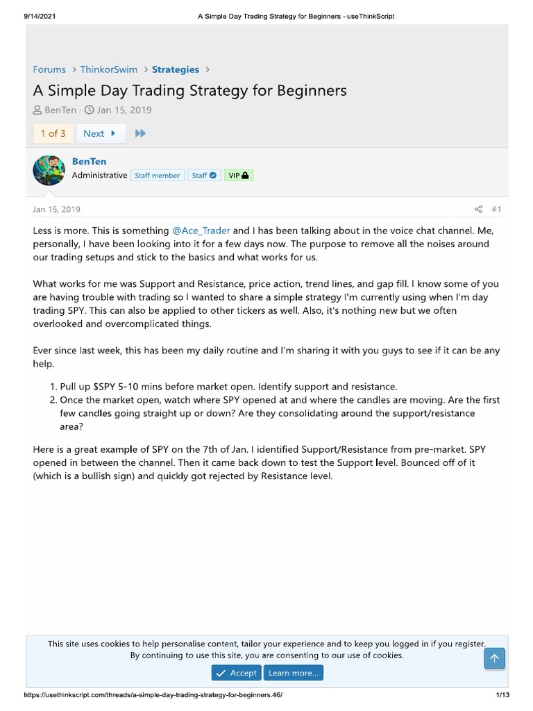 A Simple Day Trading Strategy For Beginners | PDF