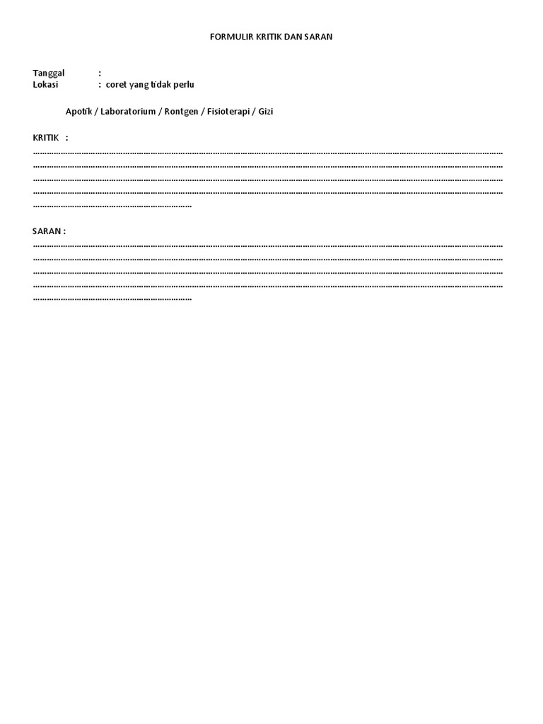Formulir Kritik Dan Saran | PDF