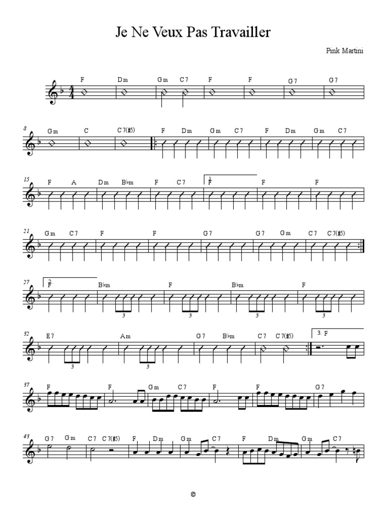 Pink Martini - Je Ne Veux Pas Travailler | PDF