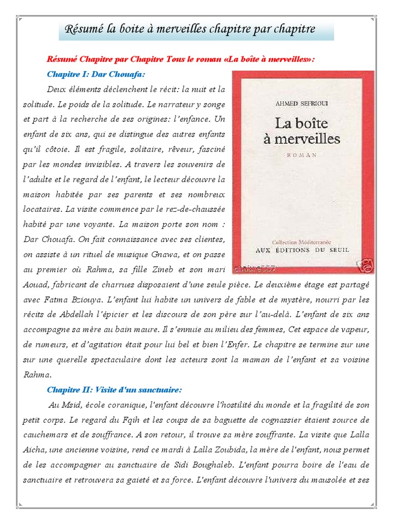 Résumé de "La Boîte à merveilles" | PDF