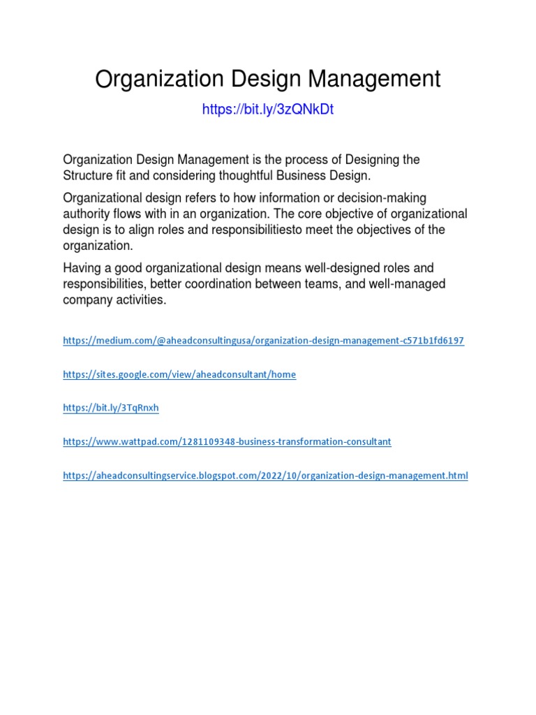 Organization Design Management | PDF