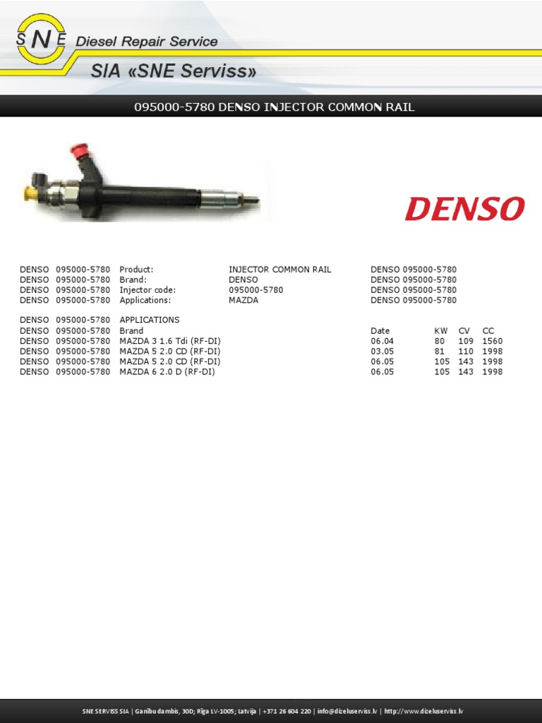 095000-5780 Denso Injector Common Rail | PDF