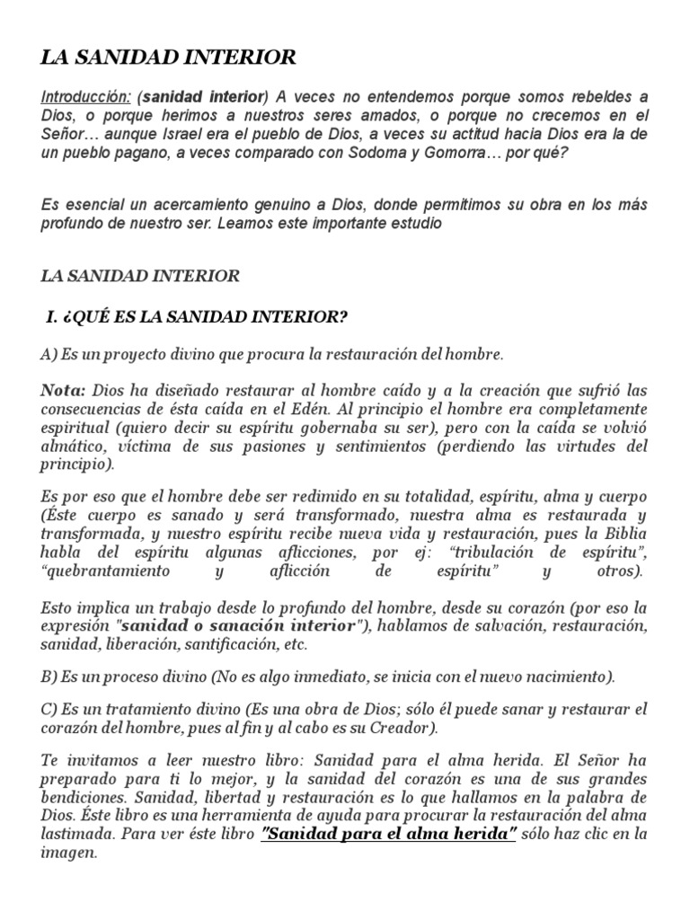 La Sanidad Interior | PDF