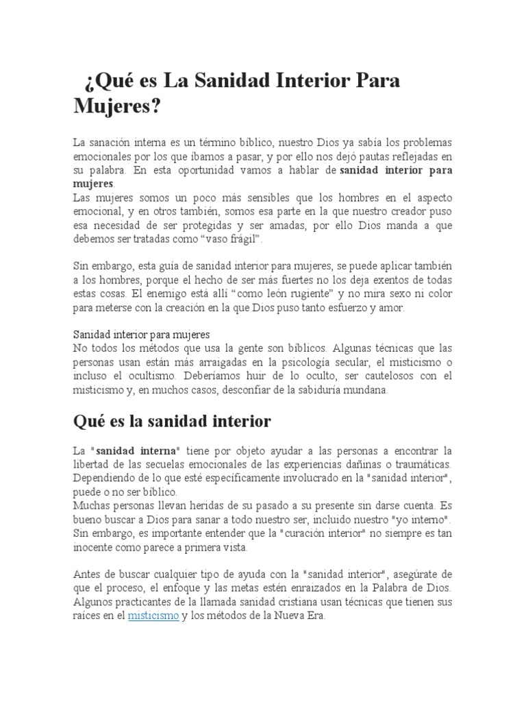 Qué Es La Sanidad Interior para Mujeres | PDF | Amor | Cristo (título)