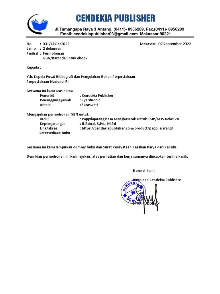 Permohonan ISBN Buku Basa Mangkasarak | PDF