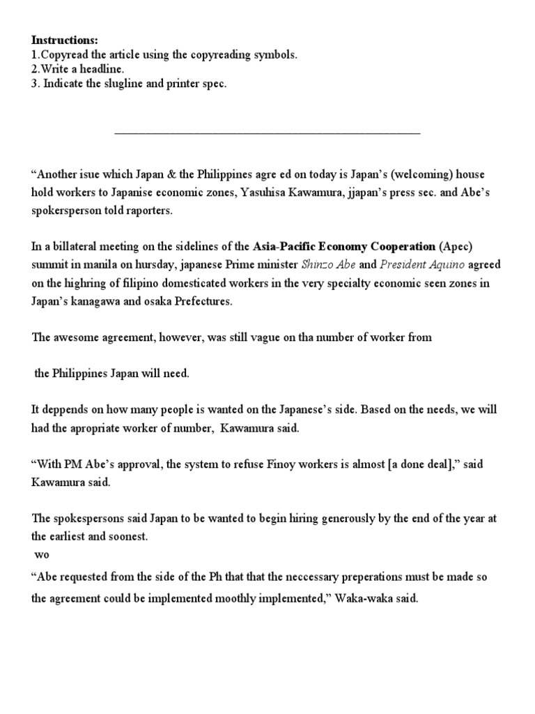 Copyreading RSPC Exercises | PDF