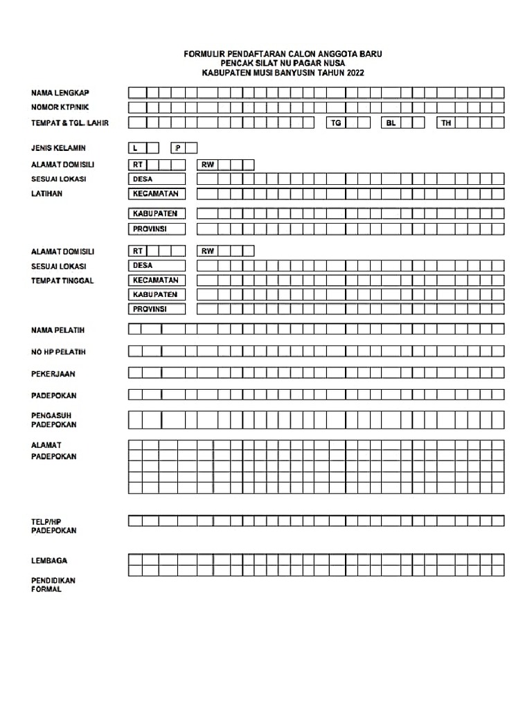 Formulir Pagar Nusa | PDF