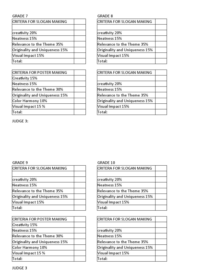 Poster and Slogan Judging Criteria | PDF