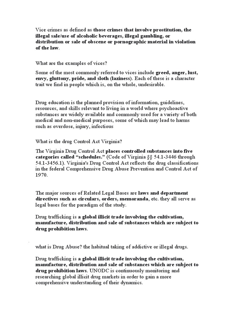 Vice Crimes As Defined As Those Crimes That Involv | PDF