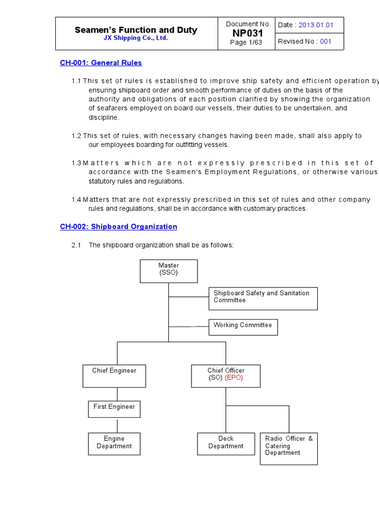 NP031 Seamen's Function and Duties - (JX) 2013.01.01 | PDF